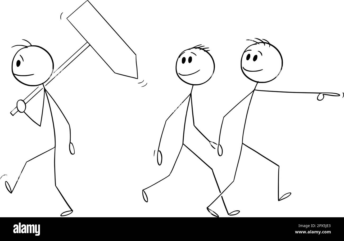 Person or Businessman Holding Arrow and Walking Opposite Direction ...