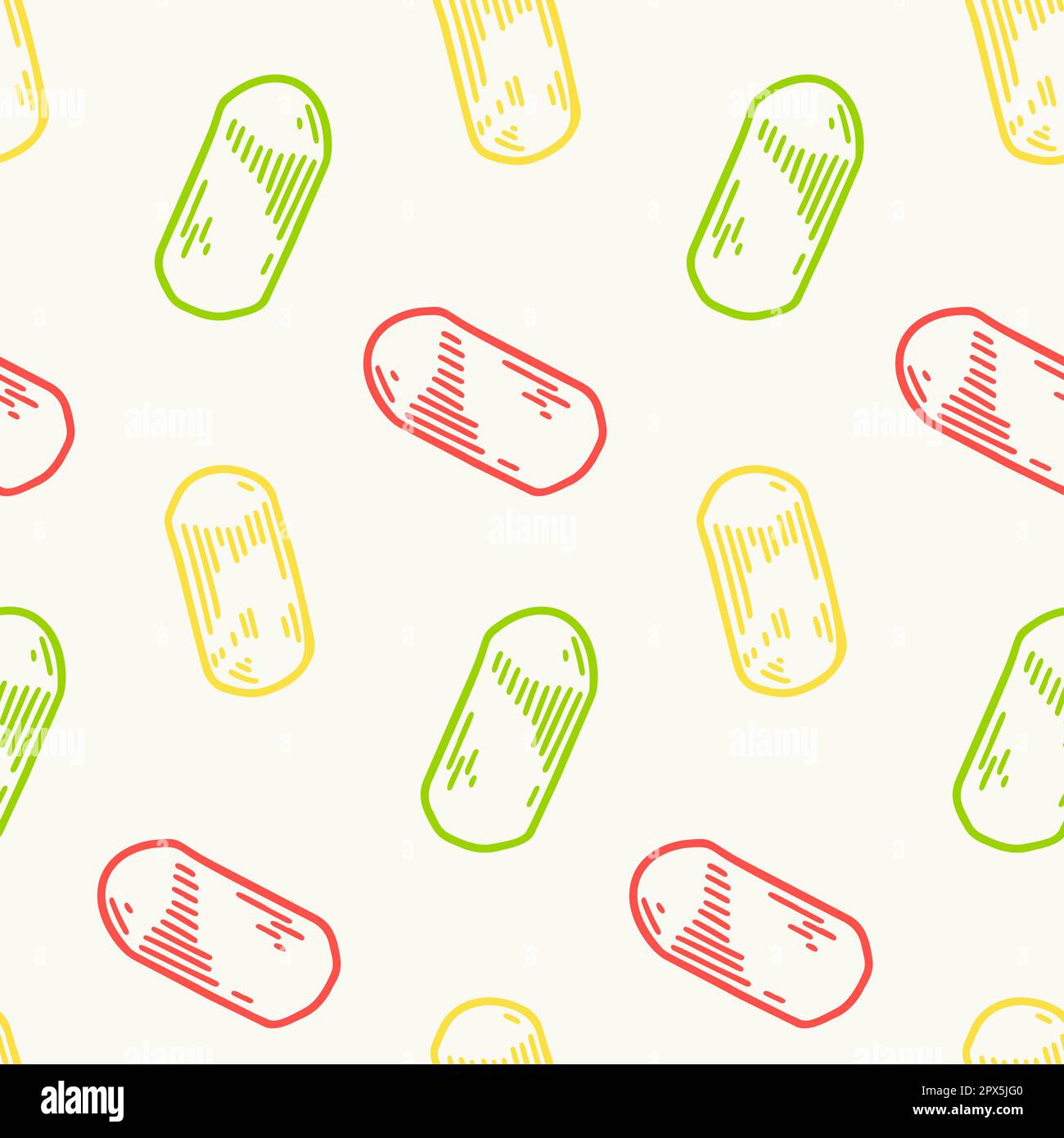 Pills seamless pattern. Hand drawn vector background in doodle sketch ...