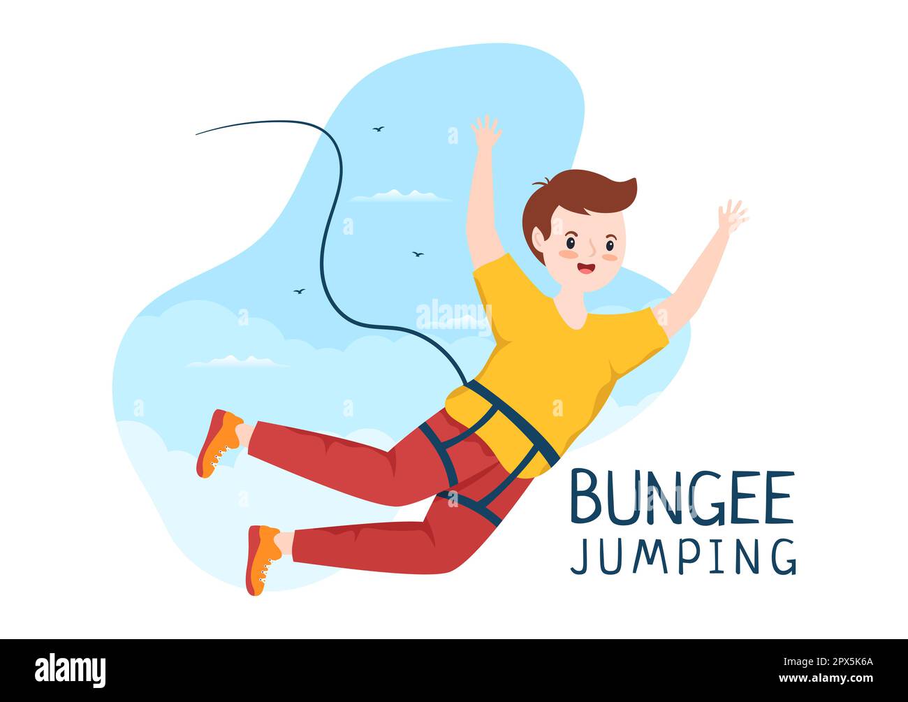 Bungee Jumping Illustration with a Person Wearing an Elastic Rope ...