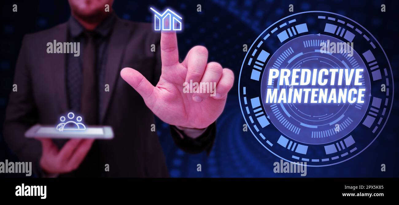 Text sign showing Predictive Maintenance, Word Written on Predict when ...