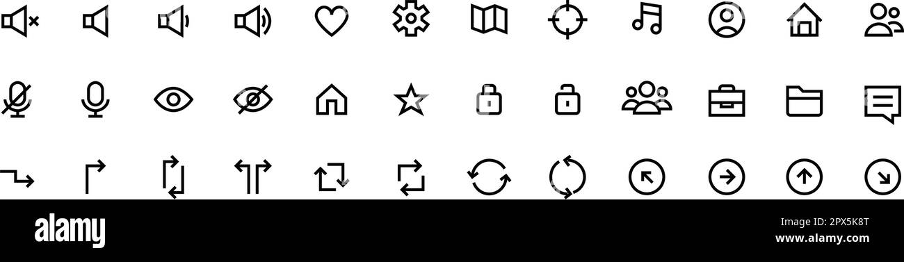Simple minimalistic ui icons. Sound, arrows, user etc. Website ...