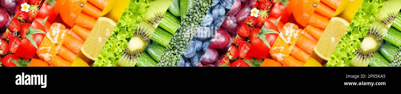 Fruits and vegetables background collection of fresh fruit banner with ...