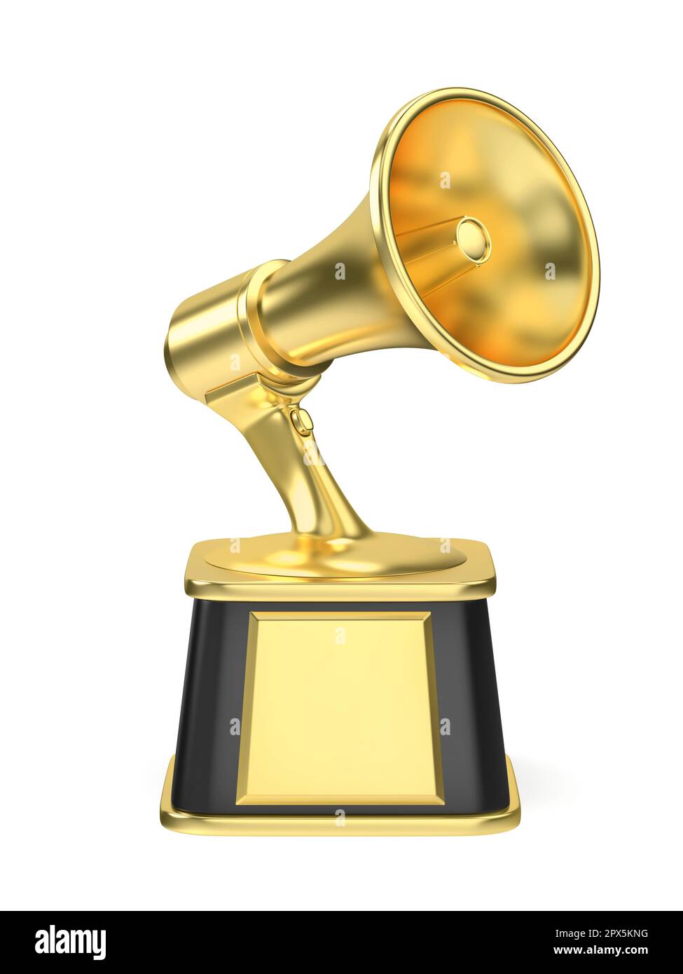 Megaphone gold trophy on white background, front view Stock Photo - Alamy