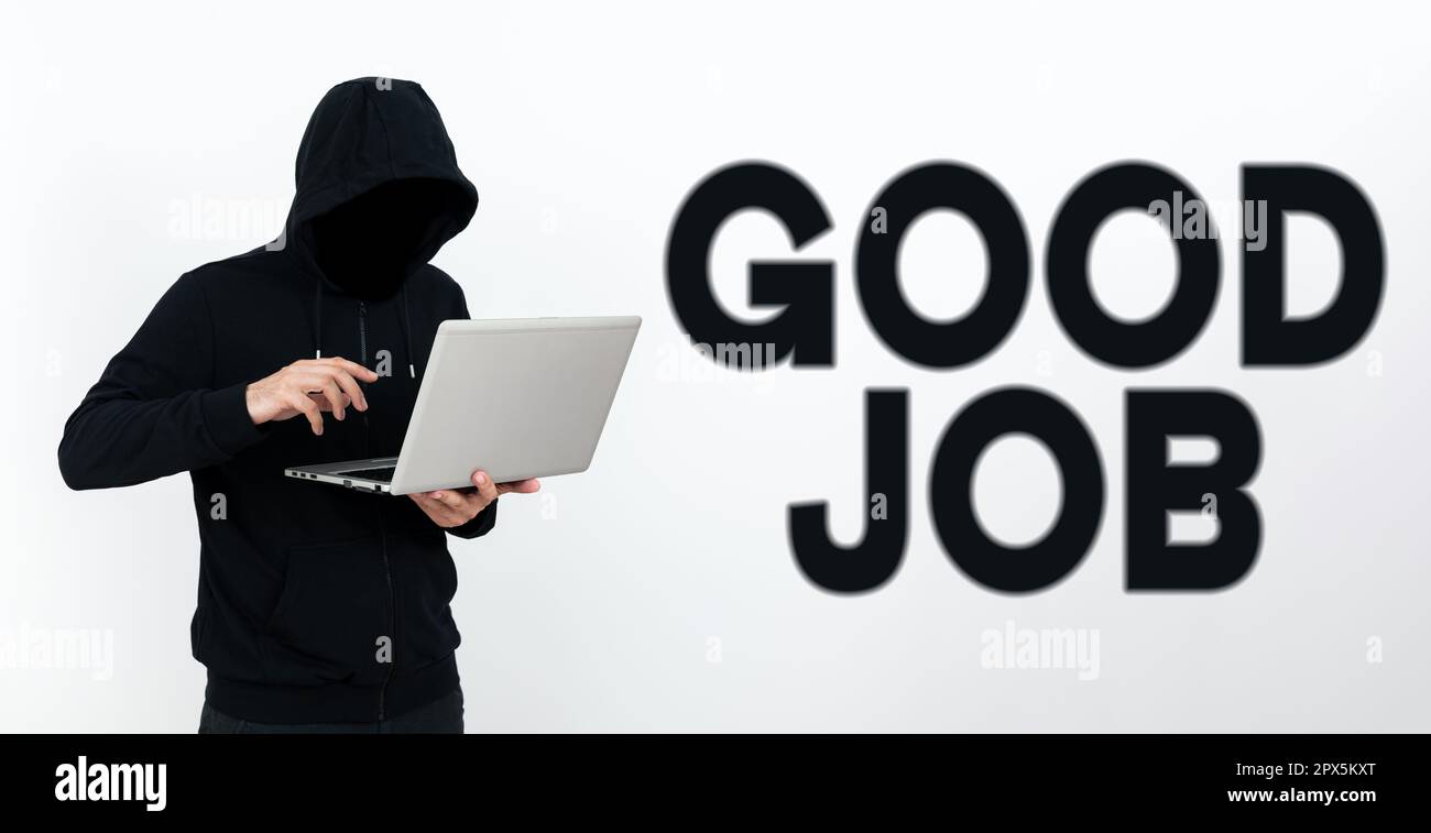 Hand writing sign Good Job, Word Written on encourage someone for his ...