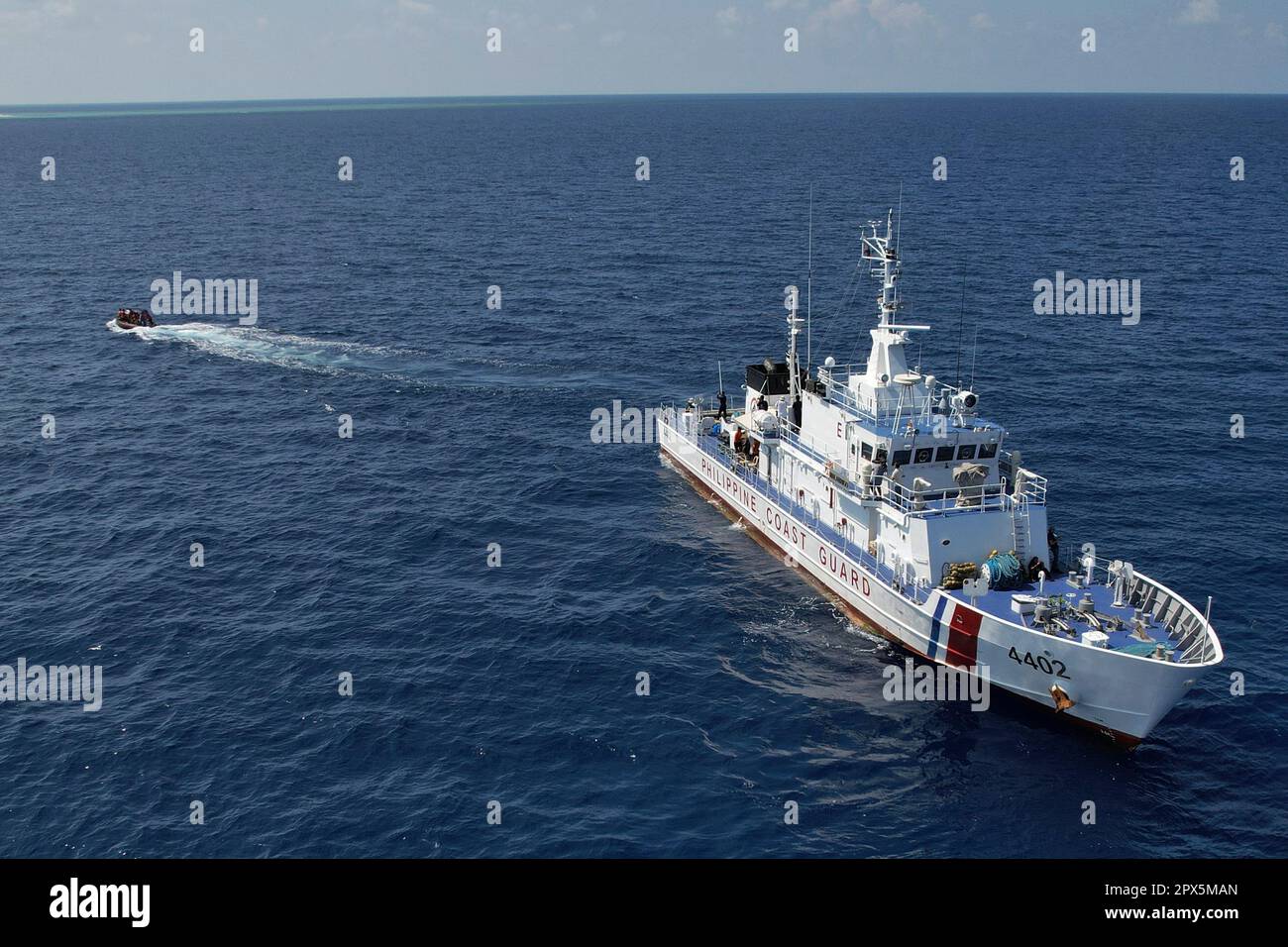 Philippine Coast Guard vessel BRP Malabrigo deploys a boat to transport ... Philippine Coast Guard vessel BRP Malabrigo deploys a boat to transport ...