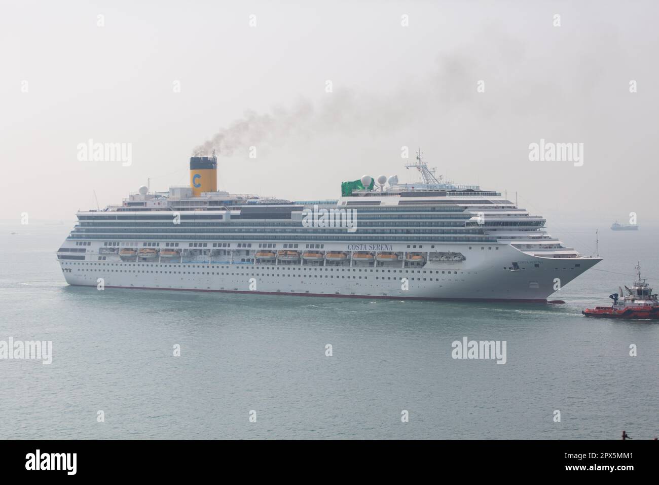 Coasta Serena cruise ship manoeuvres at water after servicing at the ...