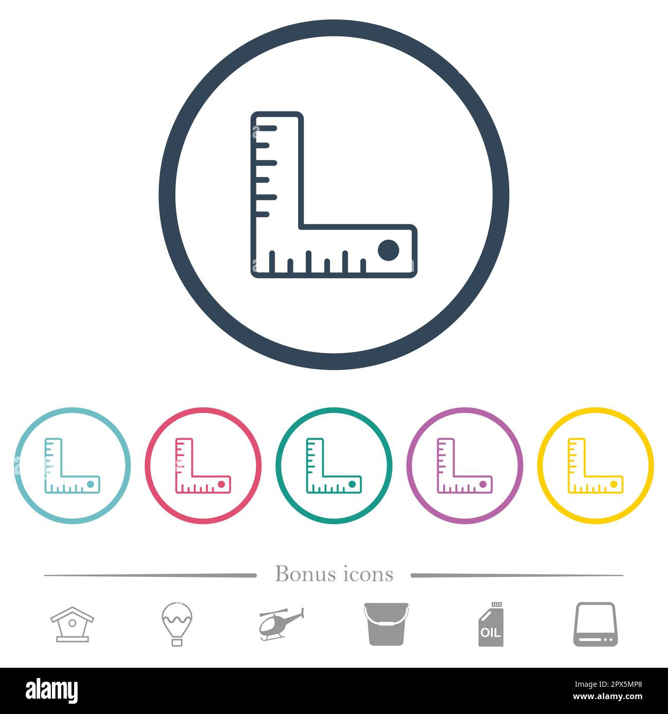 measurement tool outline flat color icons in round outlines. 6 bonus ...