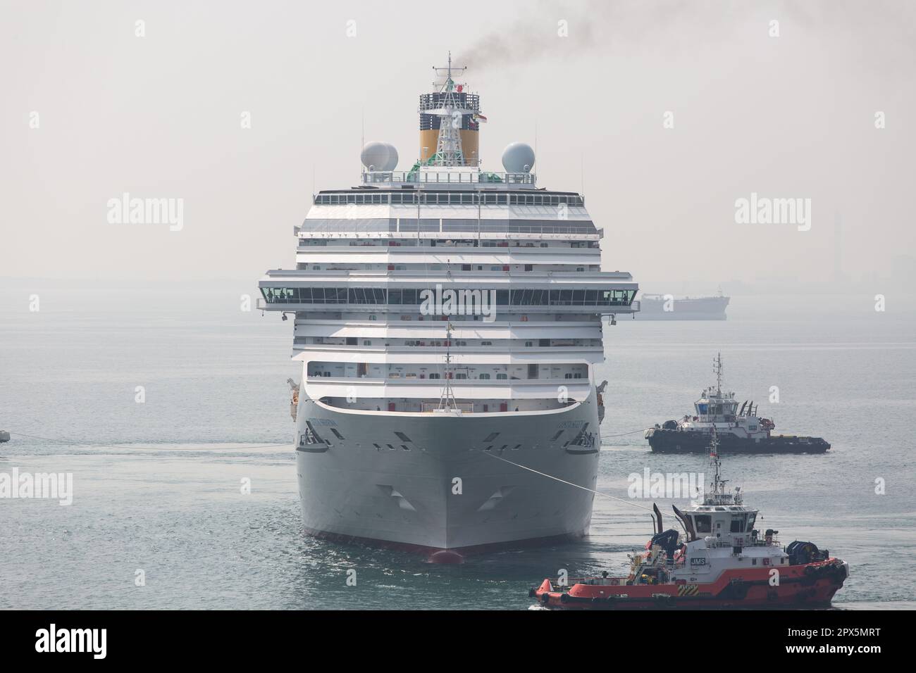 Coasta Serena cruise ship manoeuvres at water after servicing at the ...