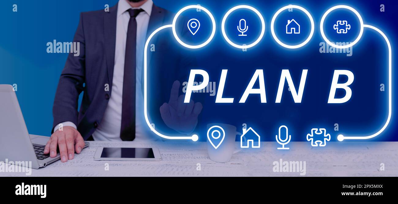 Text sign showing Plan B, Business concept ones Backup plan or strategy ...