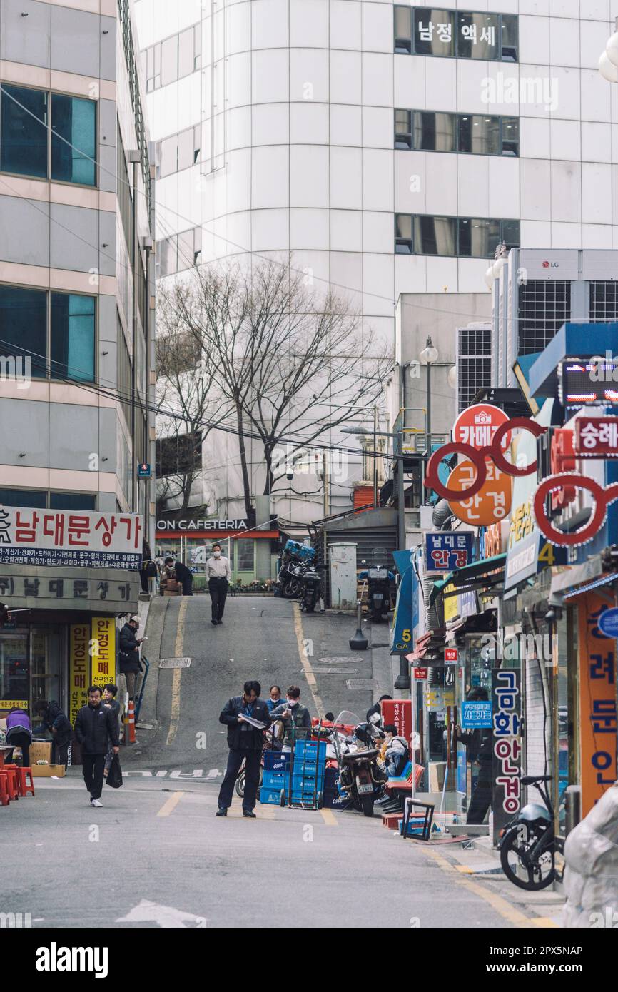 Morning crowded activities in Namdaemun Market. Seoul, South Korea ...