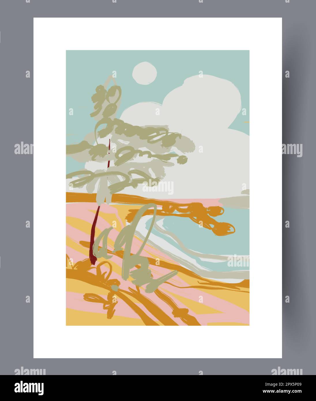 Landscape beach oceanic island wall art print Stock Vector Image & Art ...
