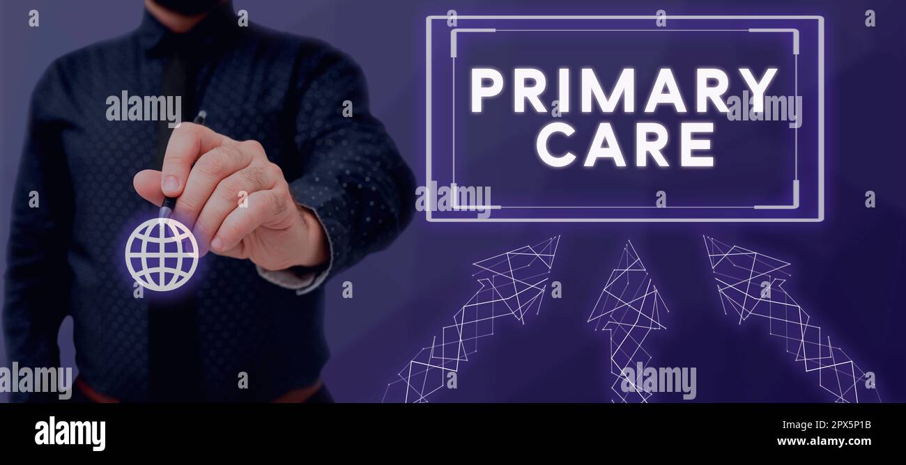 Sign displaying Primary Care, Business idea health care provided by ...