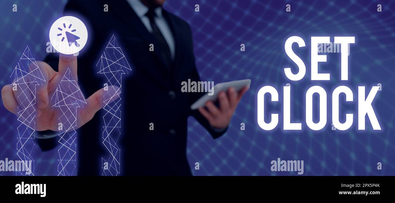 Conceptual display Set Clock, Word for put it to the right time or ...