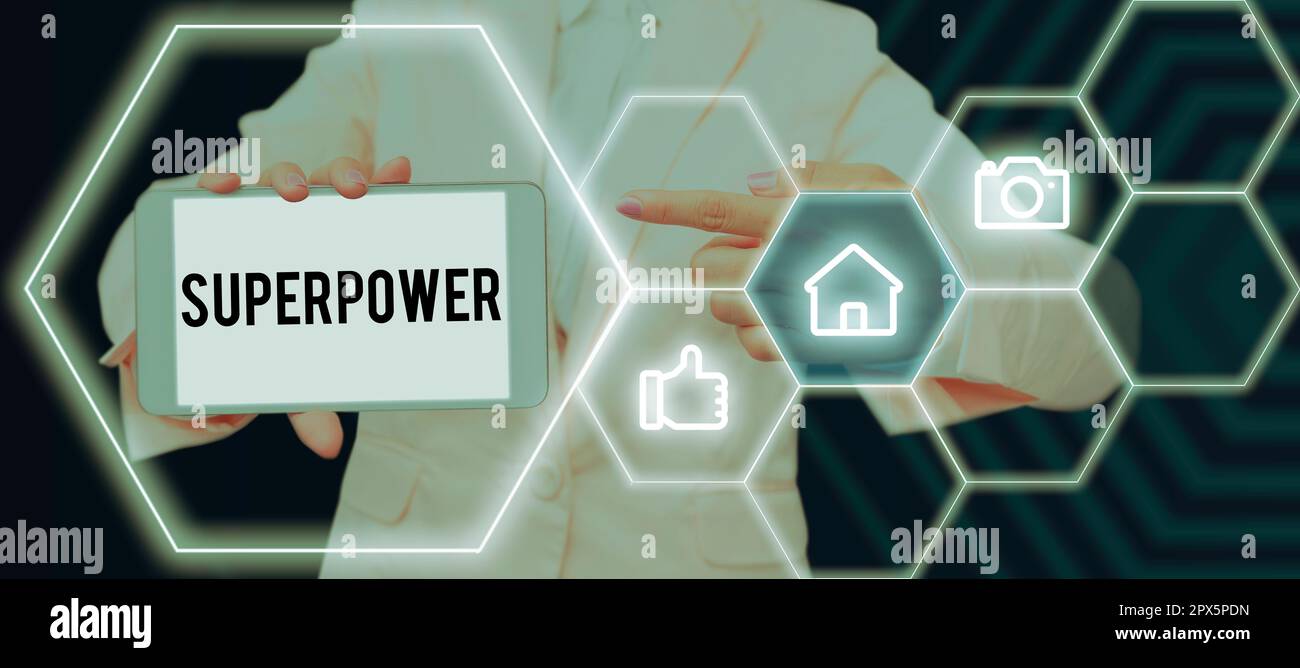 Hand writing sign Superpower, Business idea a power or ability of a ...