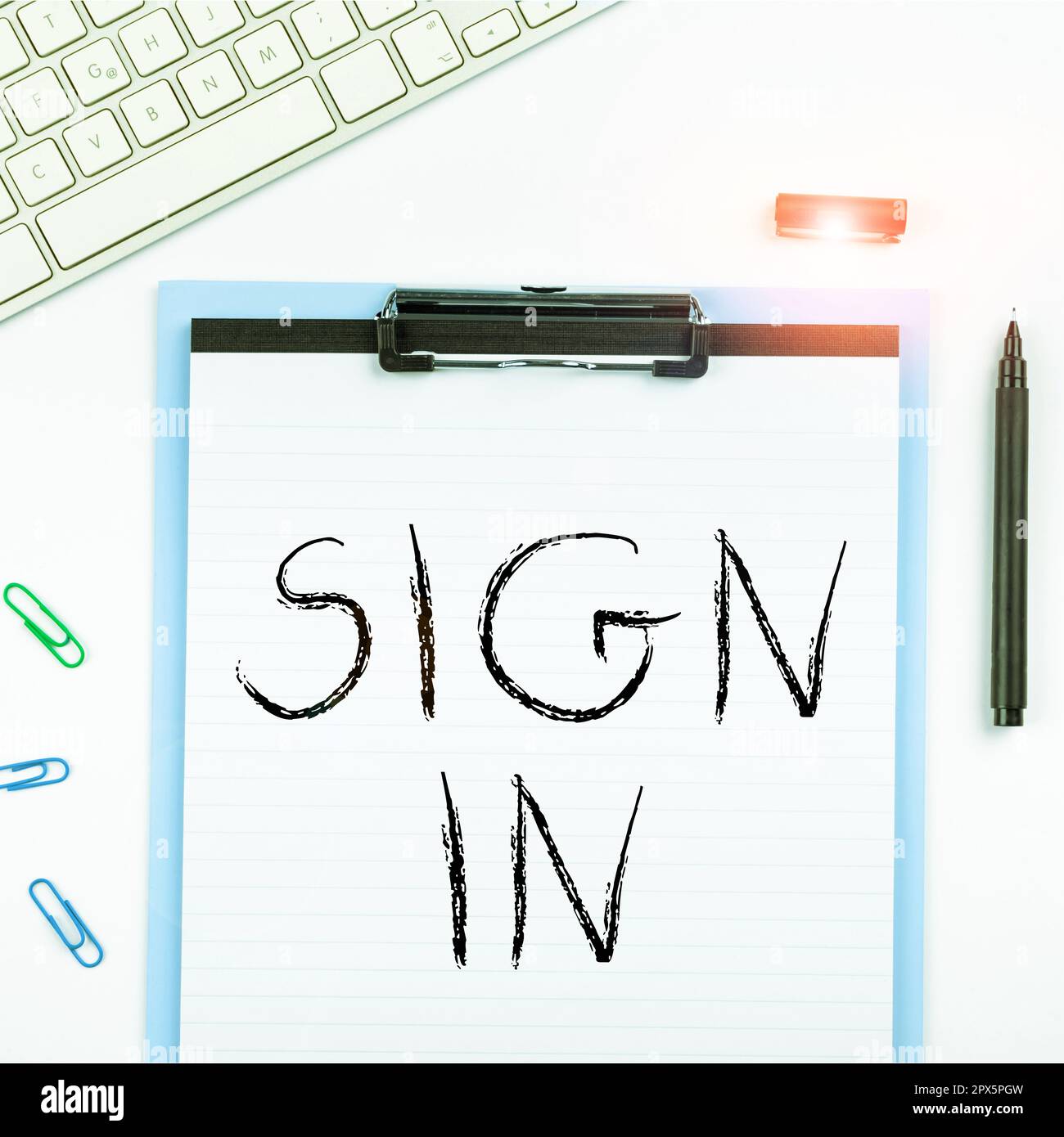 Handwriting text Sign In, Internet Concept to write your name on a form ...
