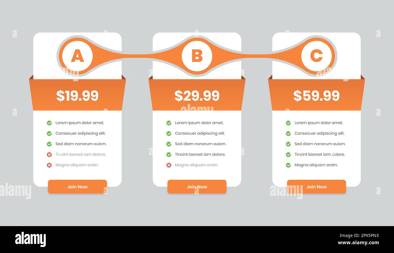 Modern subscription pricing comparison list with abstract shapes and checklist Stock Vector ...