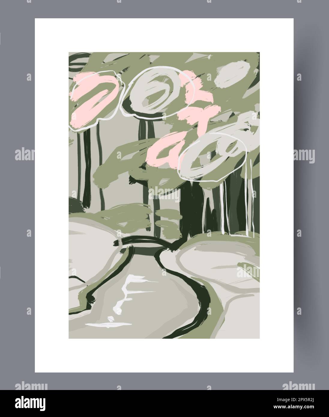 Landscape forest brook park wall art print Stock Vector Image & Art - Alamy