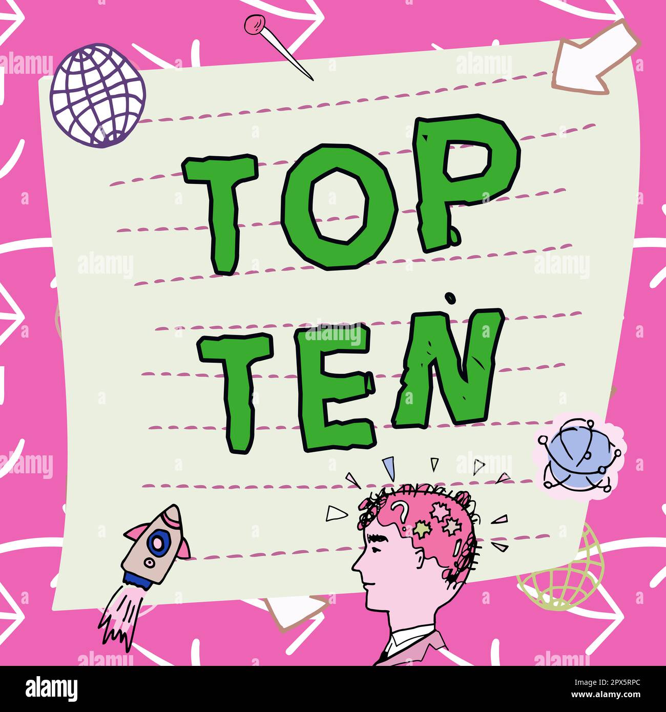 Sign displaying Top Ten, Internet Concept the ten most popular songs or ...