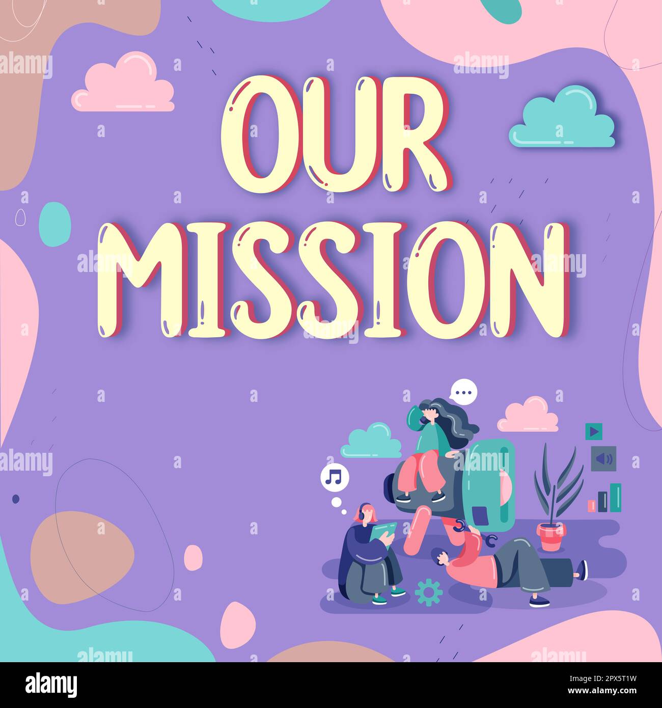 Text caption presenting Our Mission, Internet Concept tasks or schedule ...