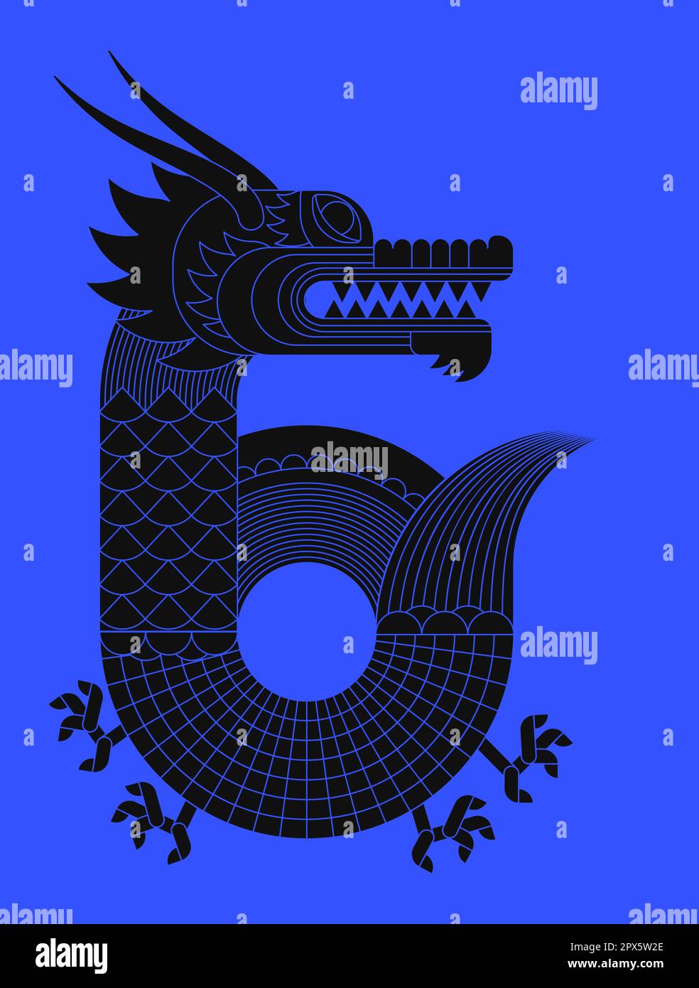 Abstract geometric chinese dragon. Modern shape design Stock Vector ...