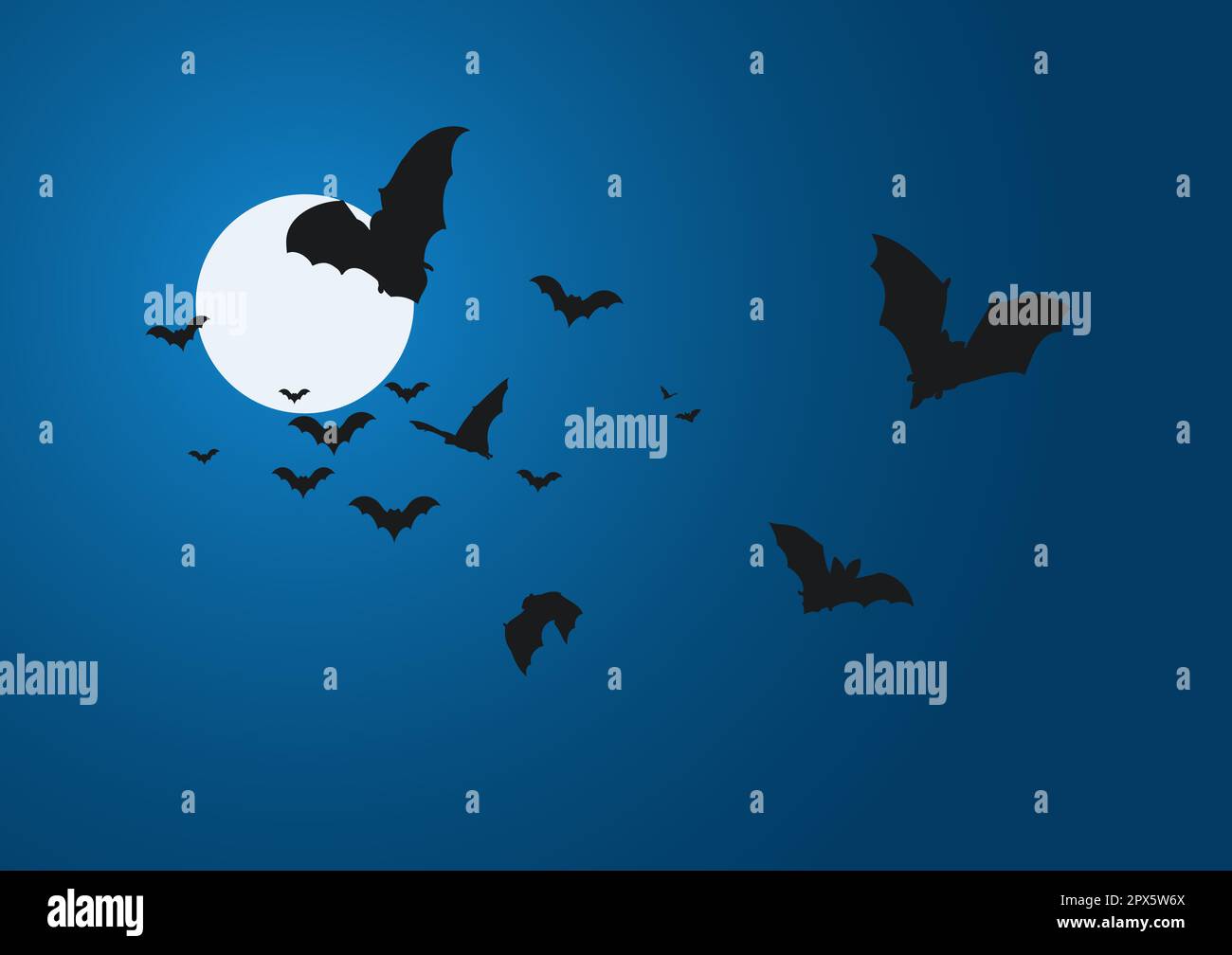 Flying bats on the blue night sky and full moon Stock Vector Image ...