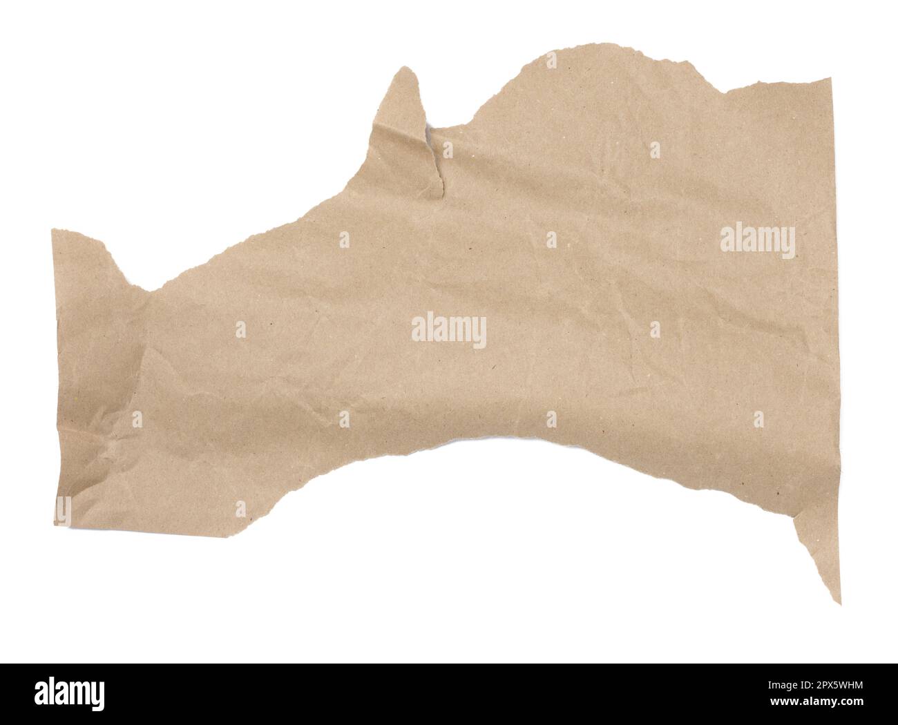 Piece of crumpled brown paper isolated on white background, element for ...