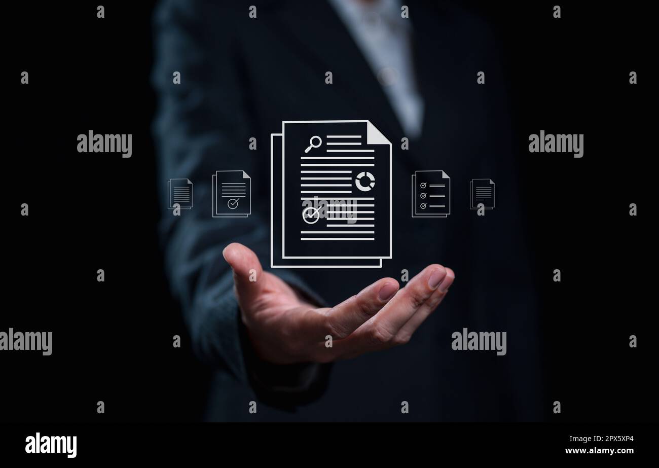 Data document analysis chart on laptop technology Stock Photo - Alamy