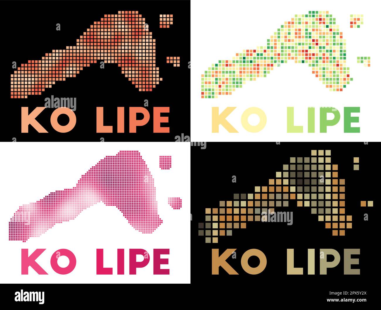 Ko Lipe map. Collection of maps of Ko Lipe in dotted style. Borders of ...