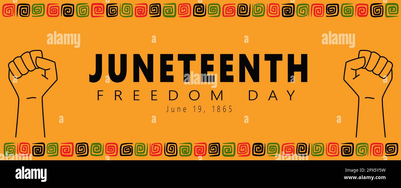 Juneteenth Freedom day banner template. Outline Clenched fists ...