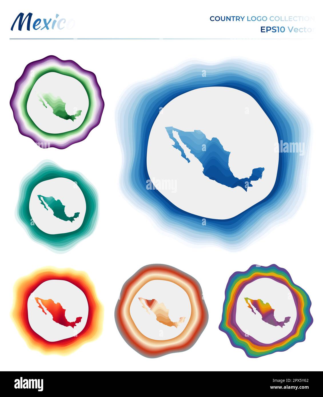 Mexico logo collection. Colorful badge of the country. Layers around ...