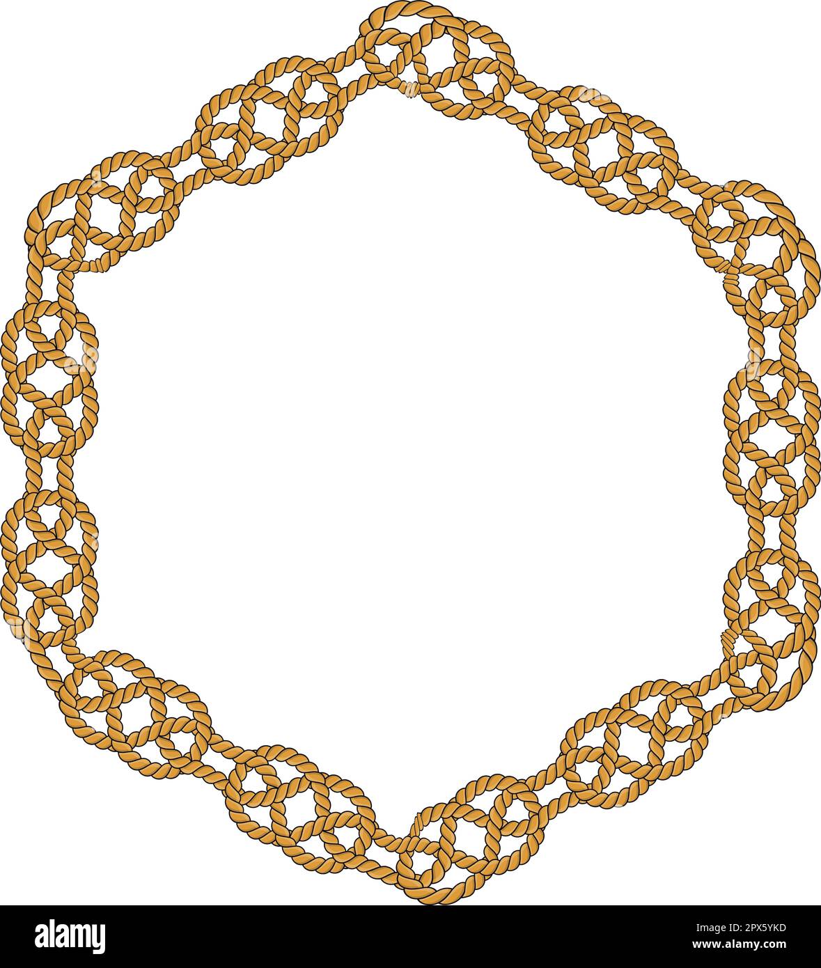 Hexagonal rope frame isolated on white background. Twisted cord Stock ...