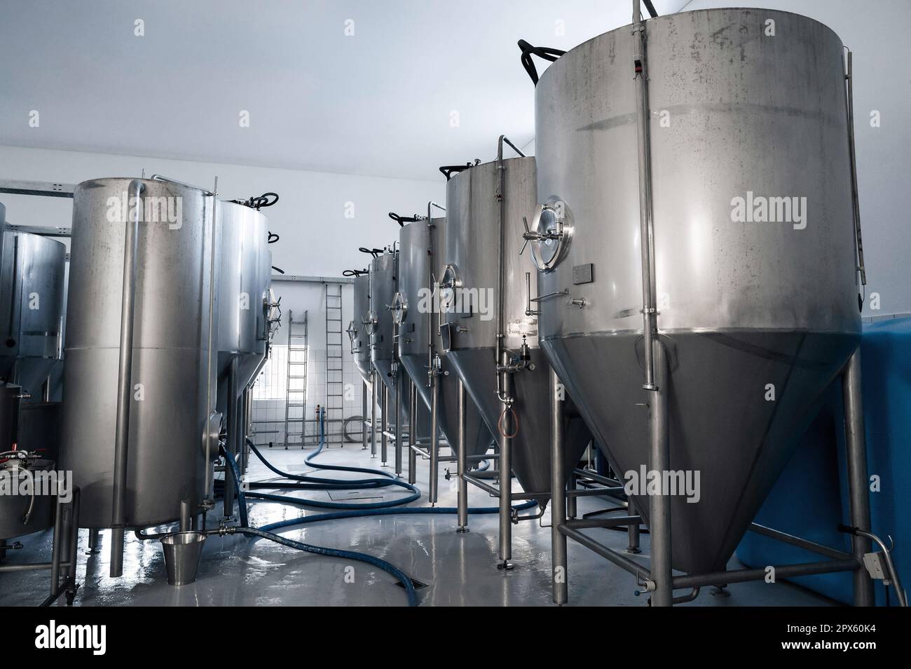 interior of a modern brewery with beer fermentation tanks Stock Photo ...