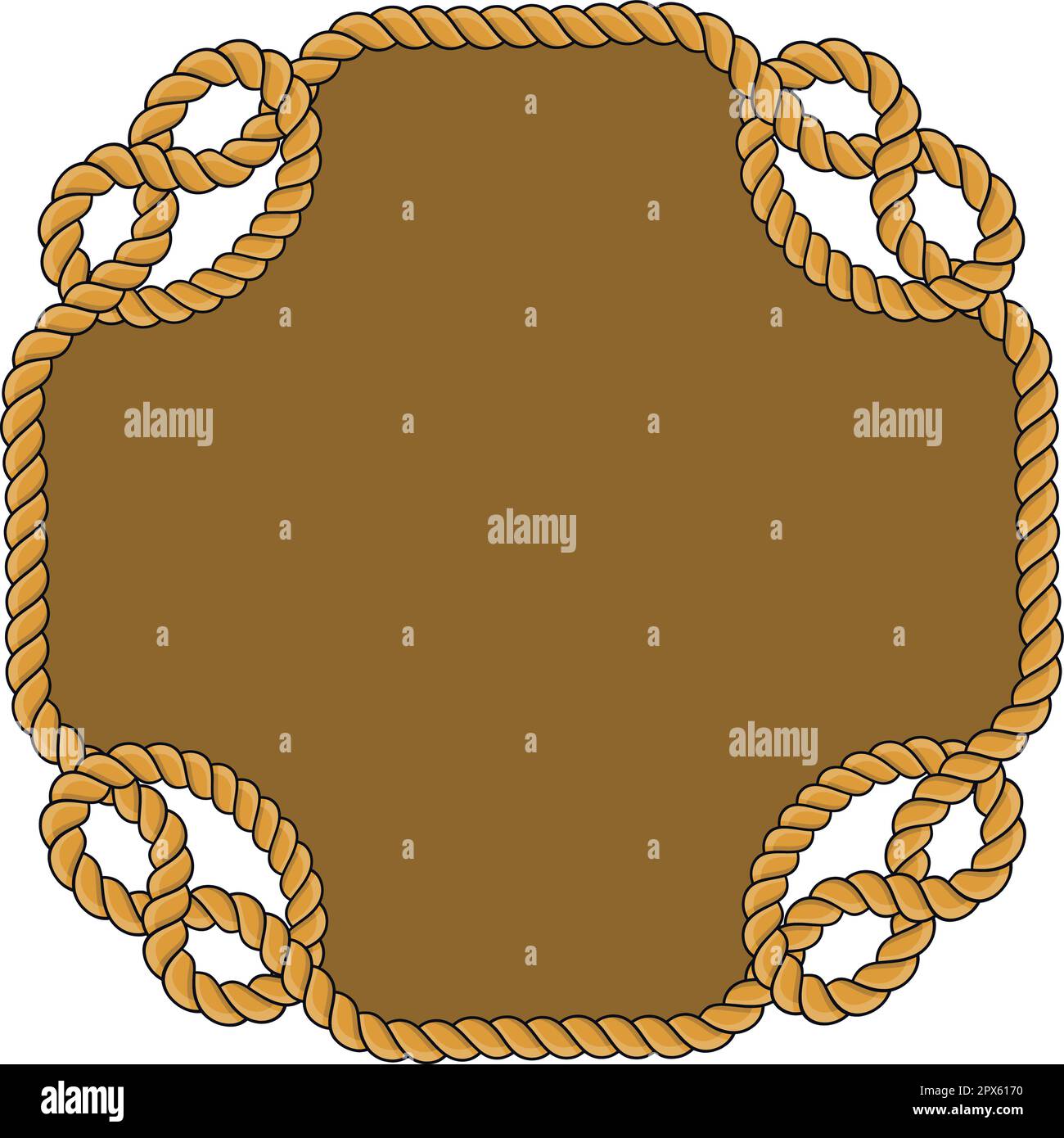 Square rope frame isolated on white background. Twisted cord Stock ...