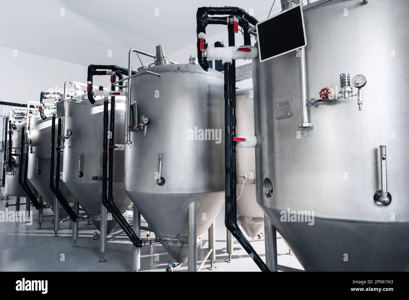 interior of a modern brewery with beer fermentation tanks Stock Photo ...