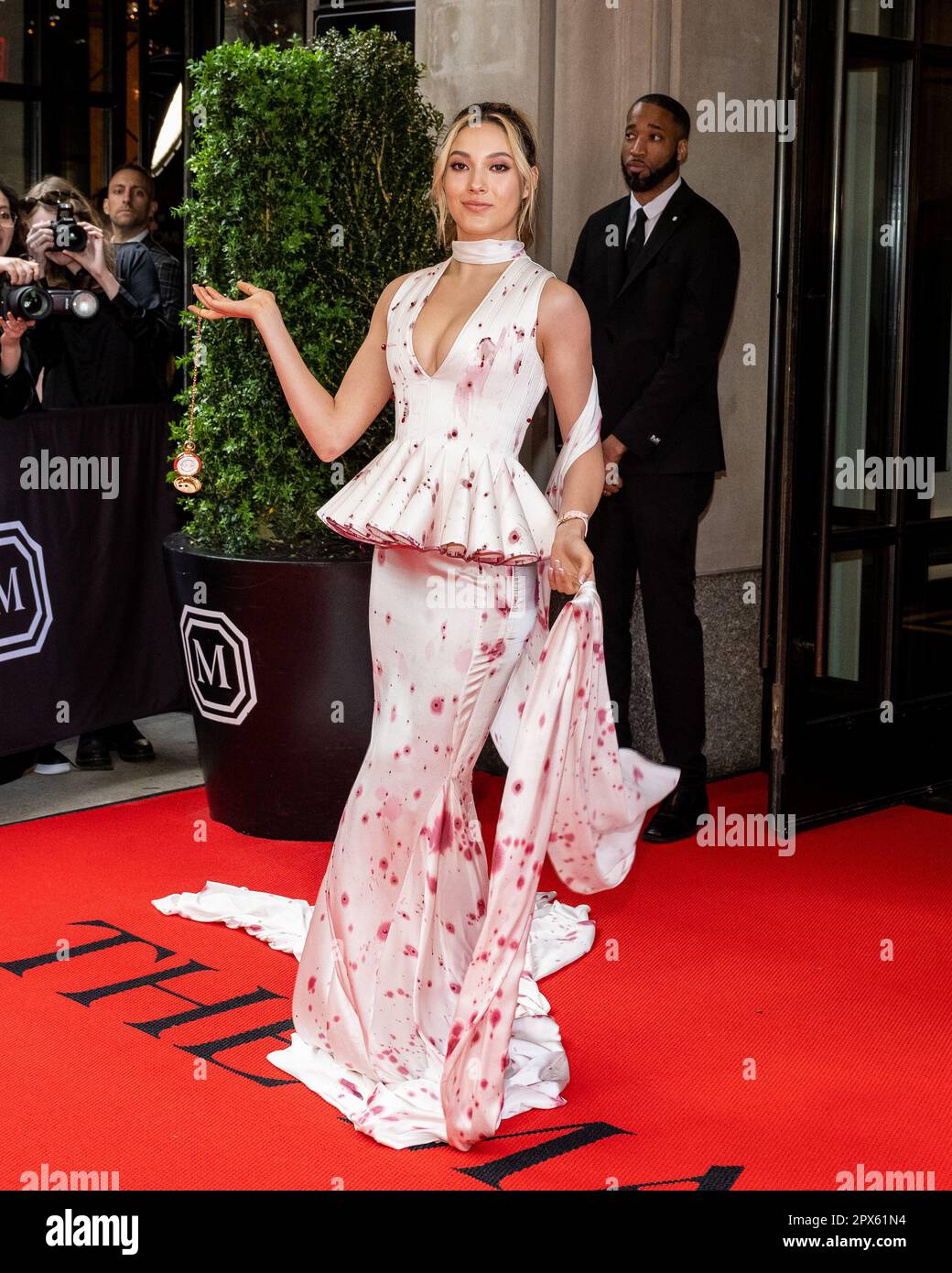 New York, USA. 01st May, 2023. Eileen Gu deparst The Mark Hotel for the ...