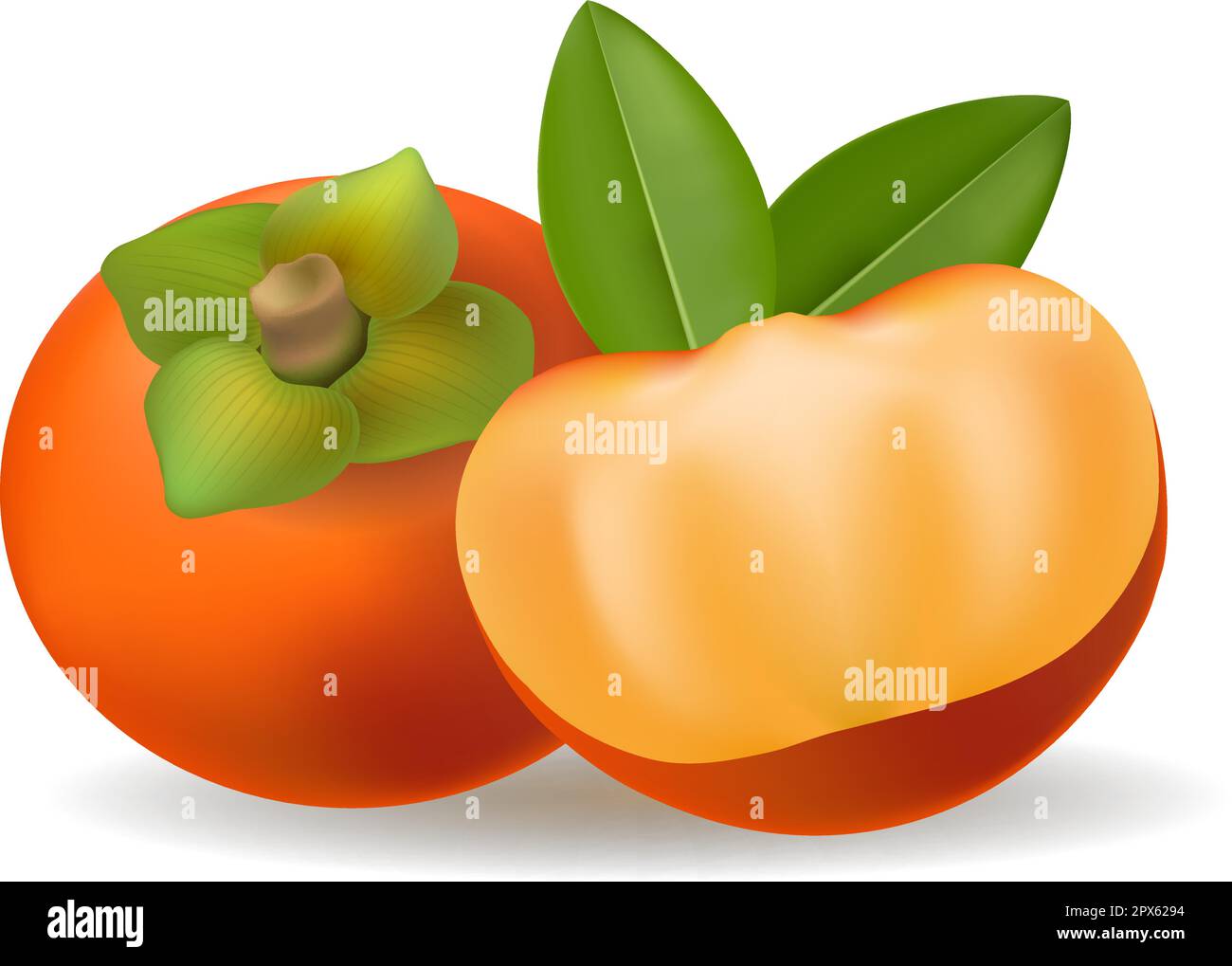 Tasty orange persimmon fruit Stock Vector Images - Alamy