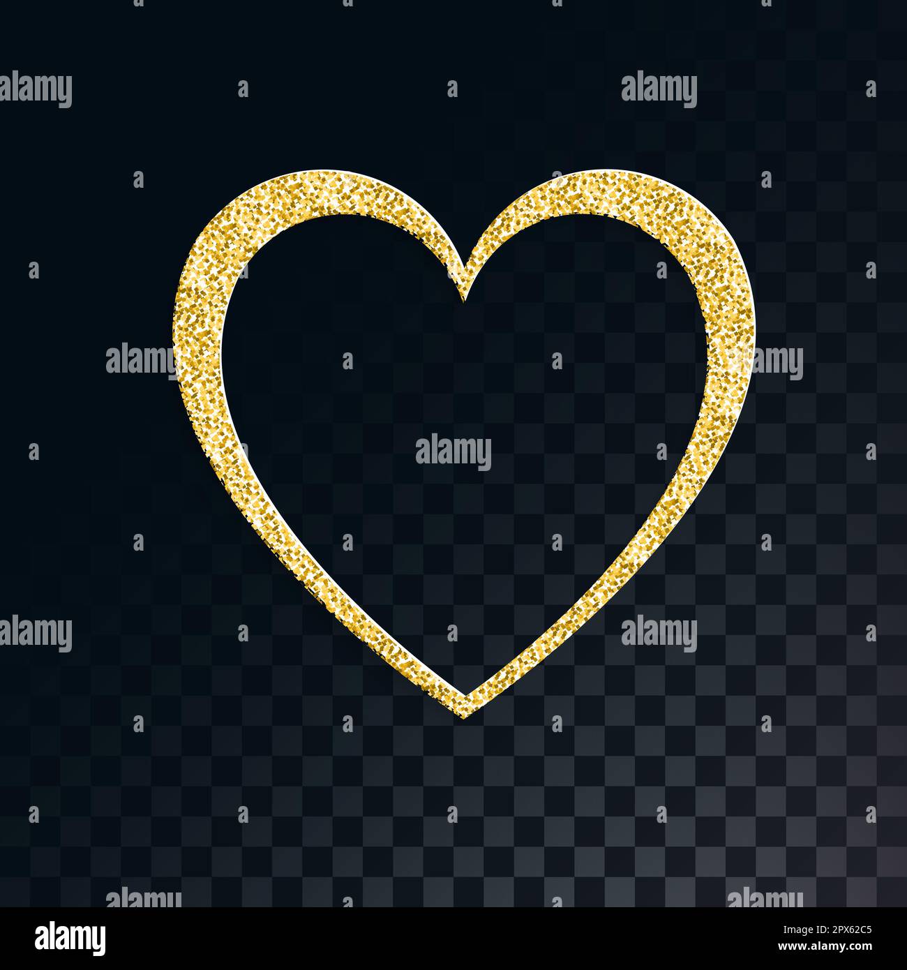 A beautiful golden glittering festive heart with glamorous sparkles on ...