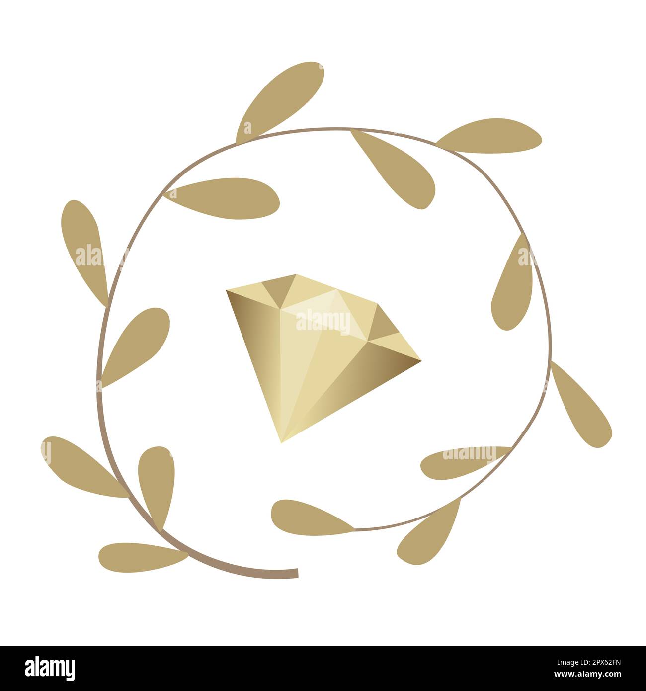 Creative wreath leaves with diamond, cute rustic ring floral logo ...