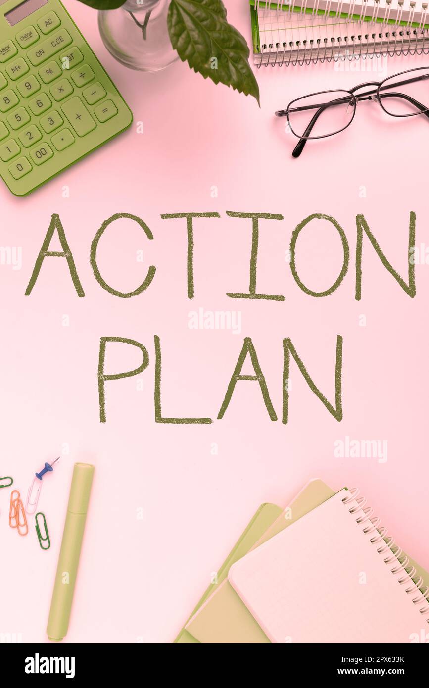 Conceptual display Action Plan, Business idea list of things or ...