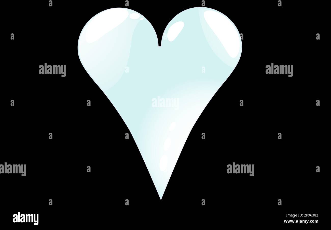 Blue, cold, icy heart with beautiful white highlights and reflections ...