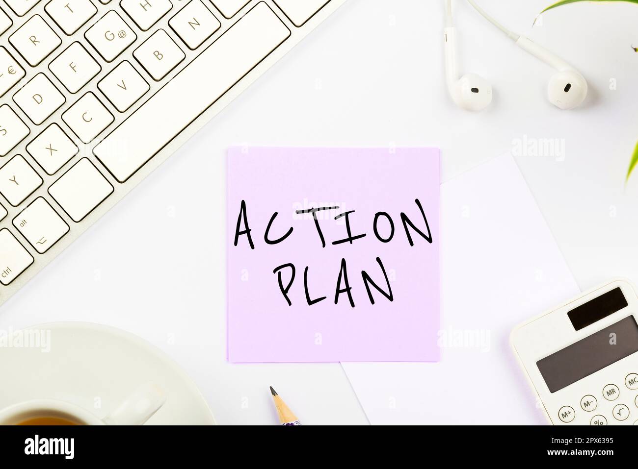 Handwriting text Action Plan, Word Written on list of things or ...