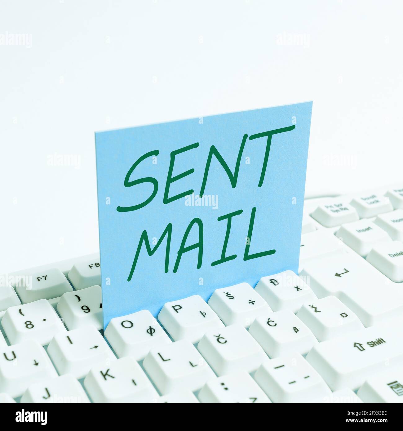 Handwriting text Sent Mail, Business showcase Event where a letter to ...