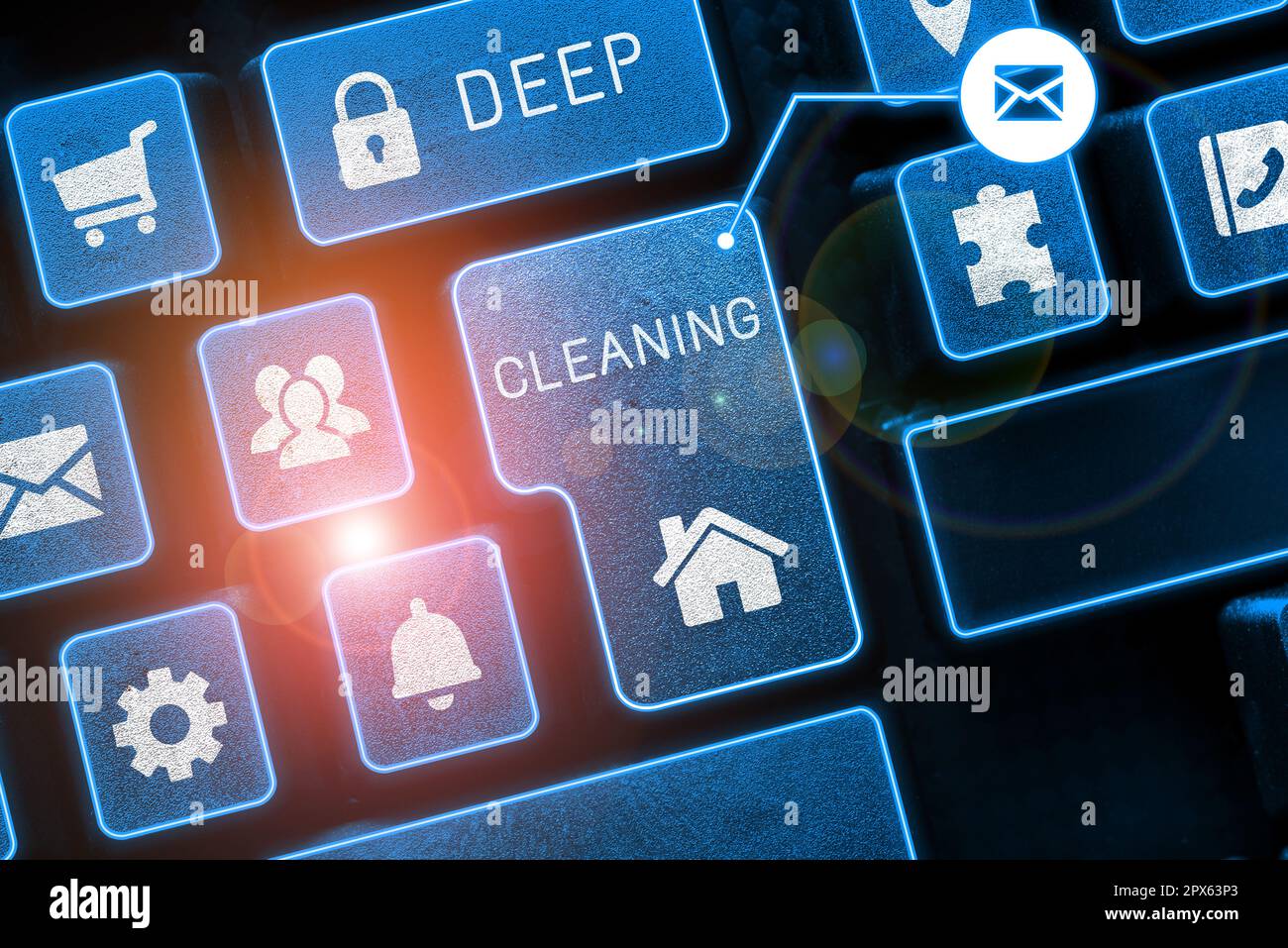 Hand writing sign Deep Cleaning, Business concept an act of thoroughly ...