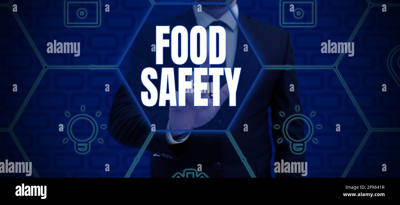 Text sign showing Food Safety, Business approach Conditions and ...