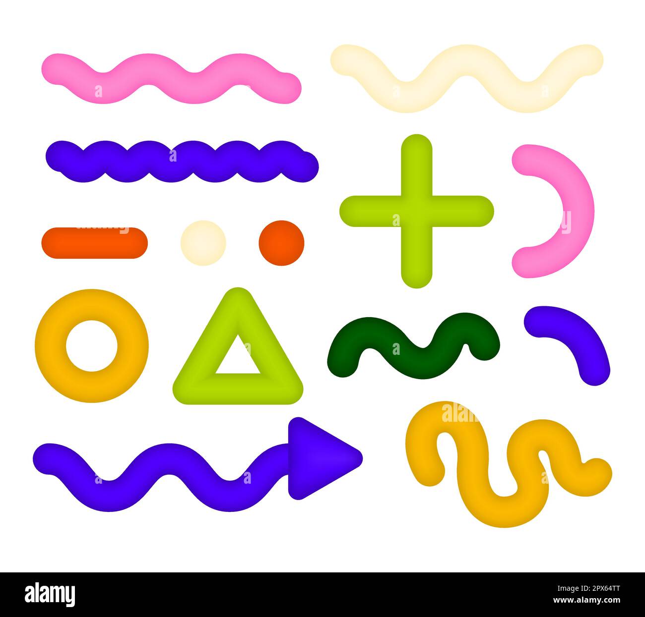 Set of bright 3d geometric shapes in retro style. Graphic shapes and ...