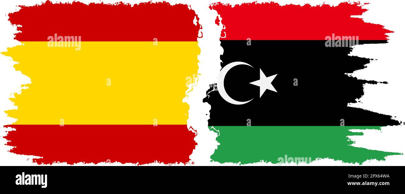 Libya and Spain grunge flags connection, vector Stock Vector Image ...