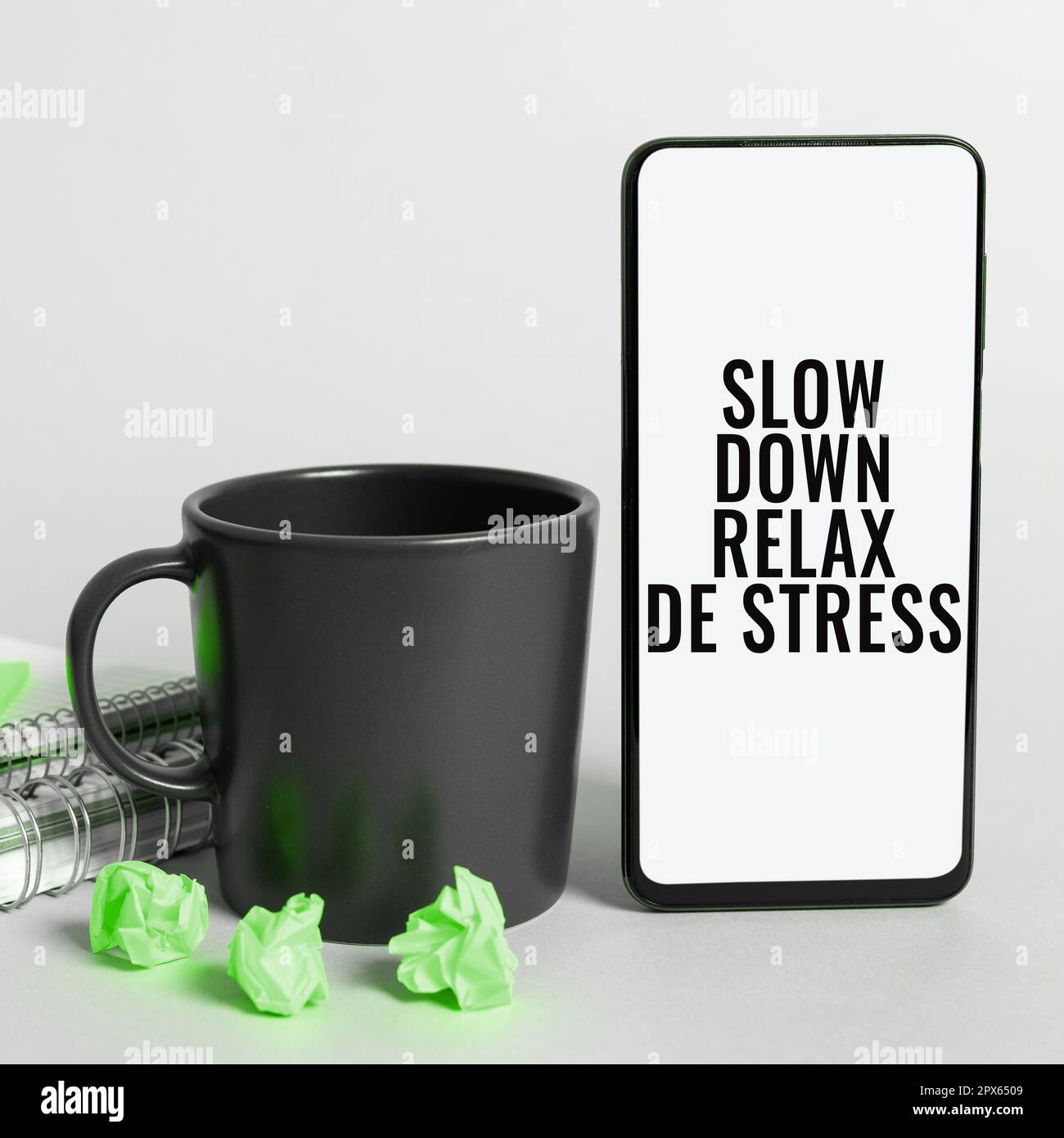 Text sign showing Slow Down Relax De Stress, Business showcase Have a ...