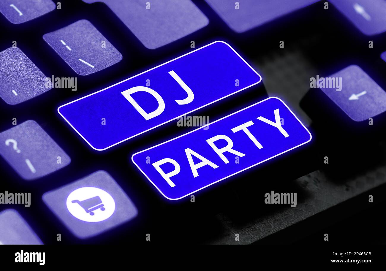 Conceptual caption Dj Party, Word for person who introduces and plays ...
