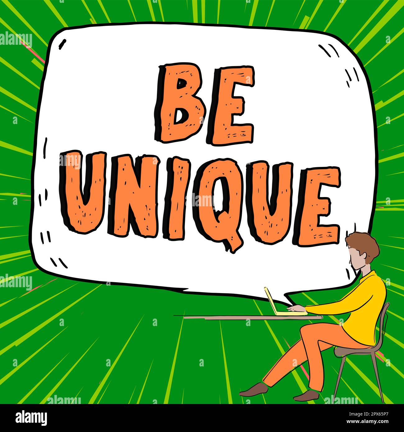 Writing displaying text Be Unique, Business overview being the only one ...