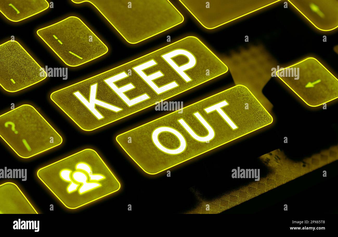 Hand writing sign Keep Out, Business approach to stop someone or ...